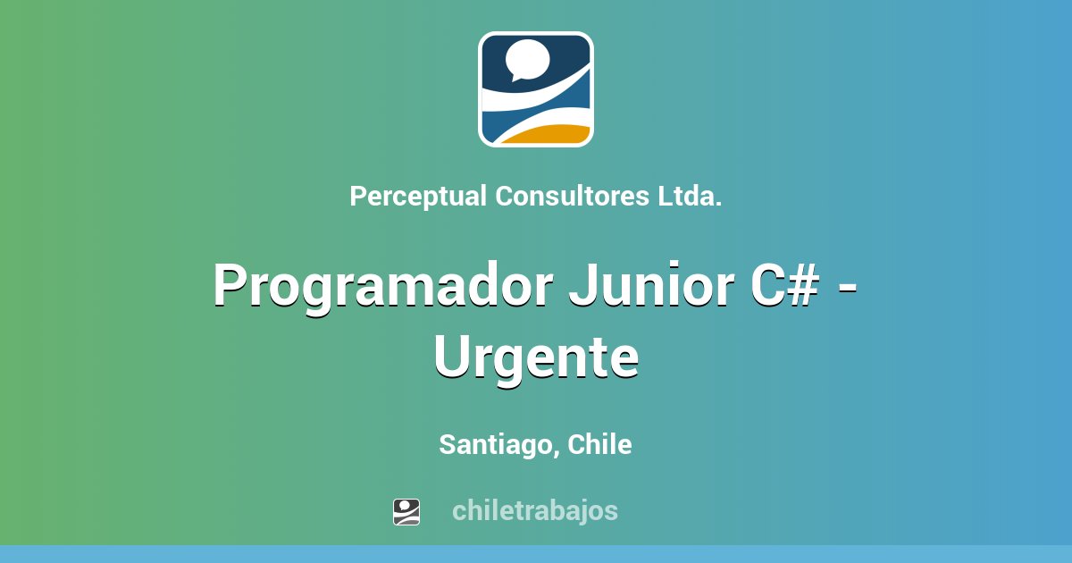 Programador Junior C# - Urgente - Santiago | Chiletrabajos