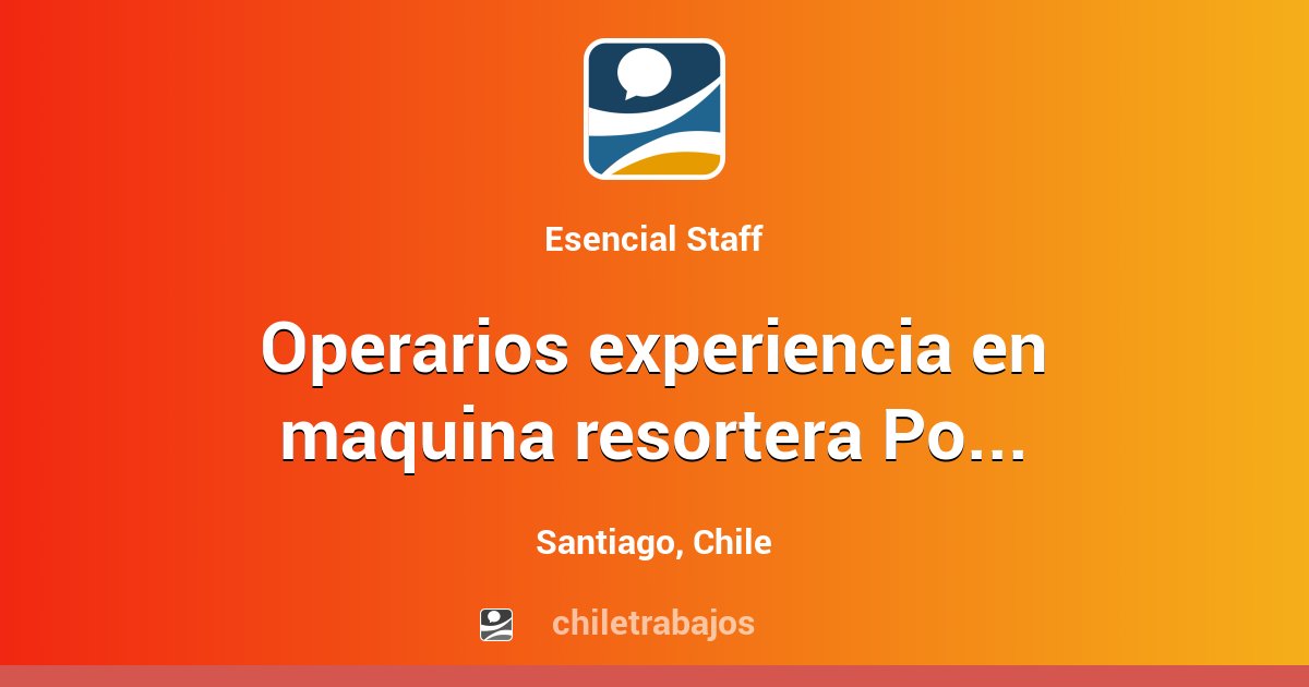 Operarios experiencia en maquina resortera Pocket importante empresa ...