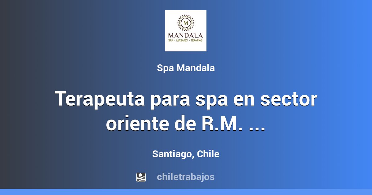 Terapeuta para spa en sector oriente de R.M. Masoterapia y Cosmetología ...