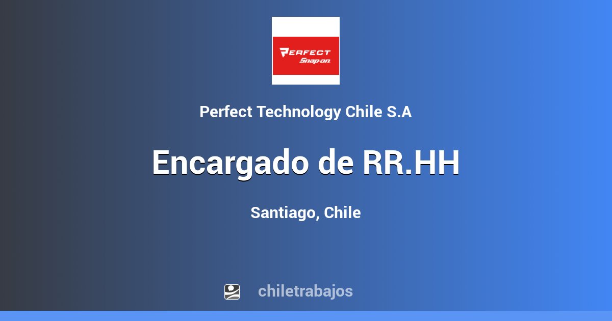 Encargado de RR.HH - Santiago | Chiletrabajos