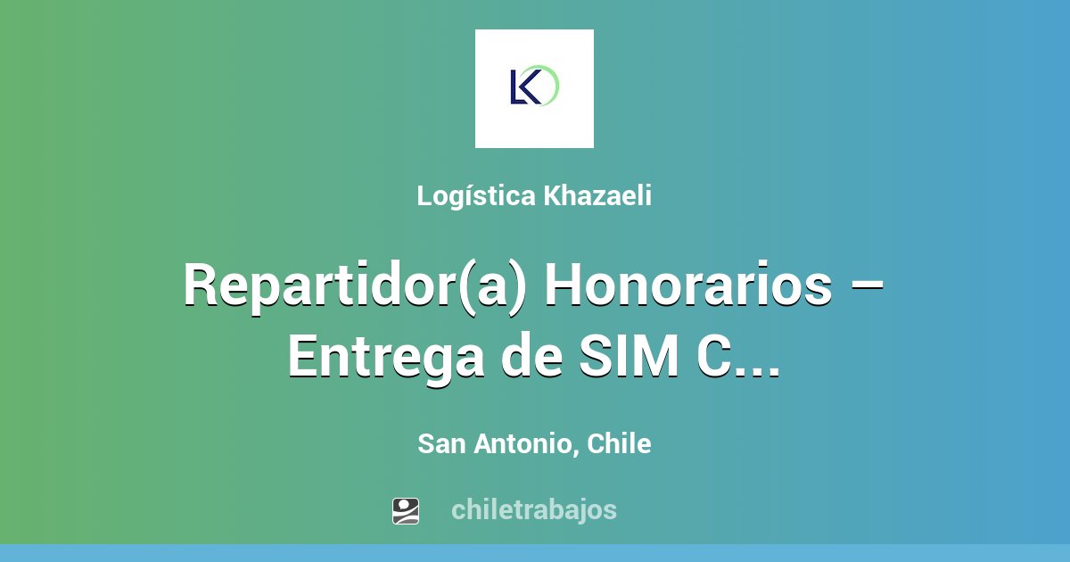 Repartidor(a) Honorarios – Entrega de SIM Cards - Litoral Central - San ...