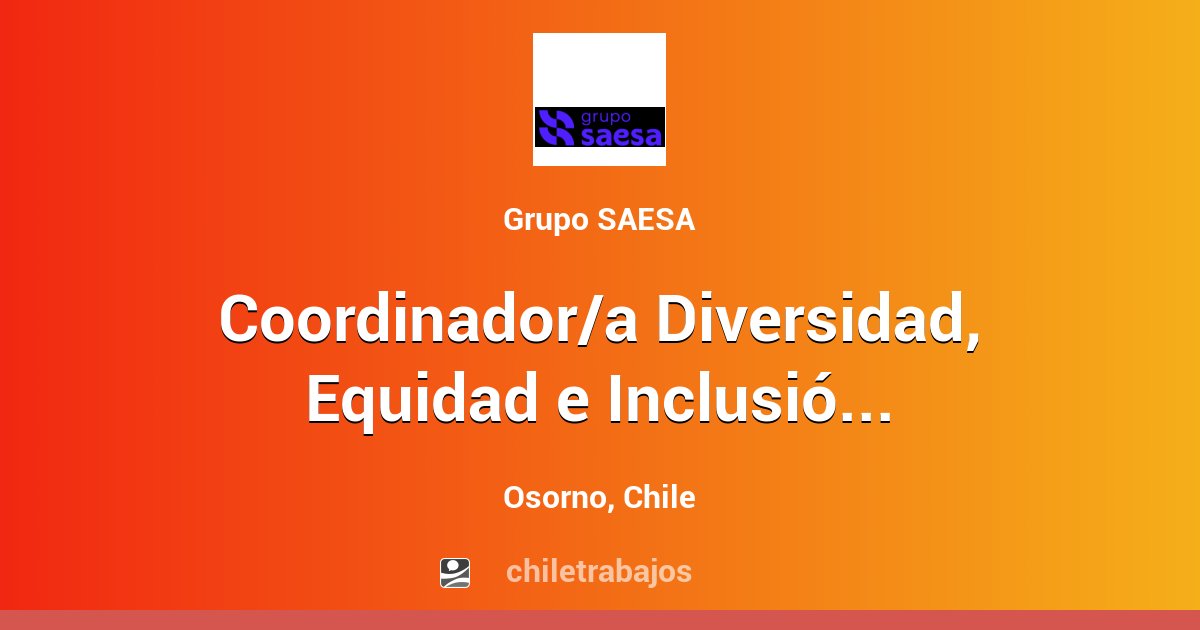 Coordinador/a Diversidad, Equidad e Inclusión - Osorno/Santiago ...