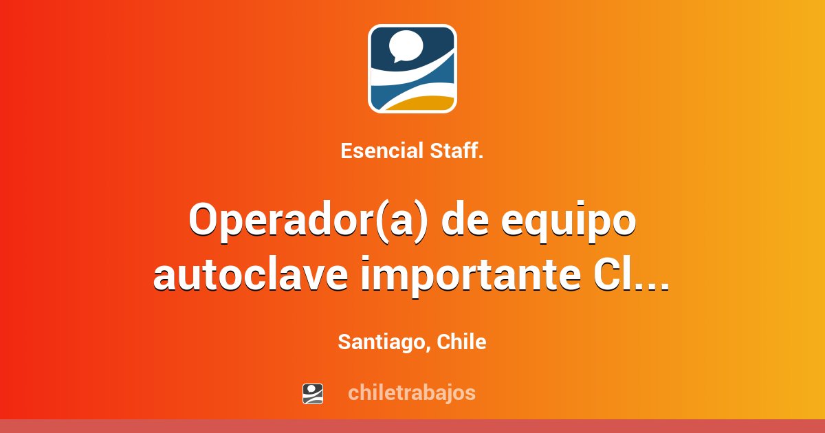 Operador(a) de equipo autoclave importante Clinica Odontológica ...